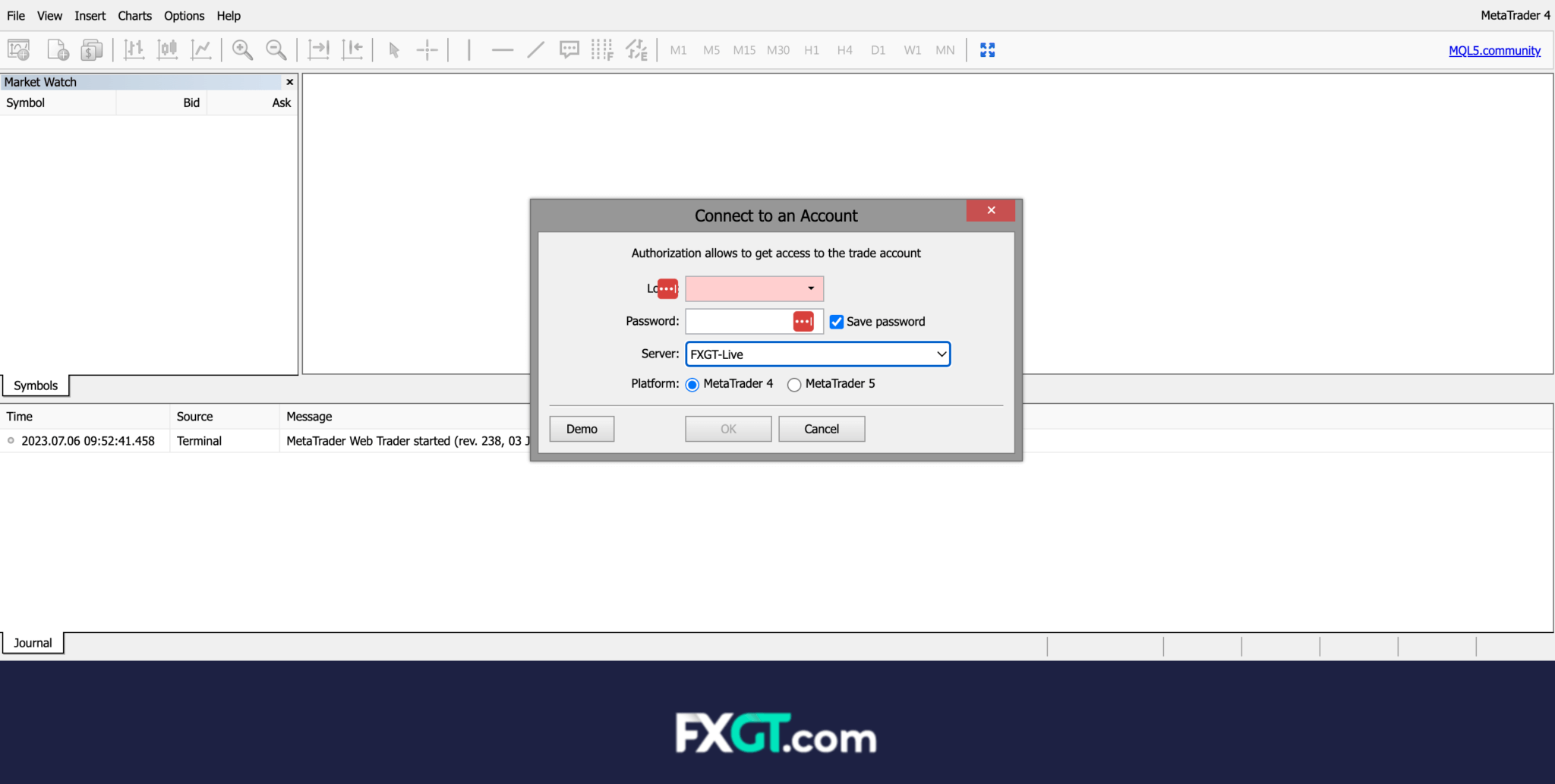 FXGTのMT4ダウンロード方法とログイン手順 - ソトFX